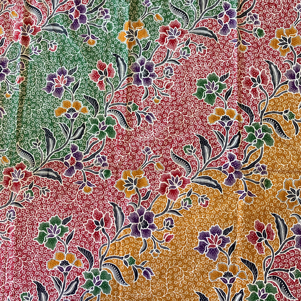 Colourful Wave of Flowers Batik 721 Red – Lee Ann Textiles SG