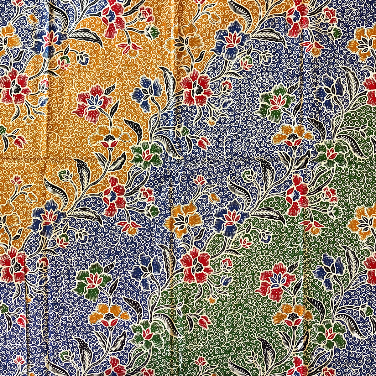 Colourful Wave of Flowers Batik 721 Blue – Lee Ann Textiles SG