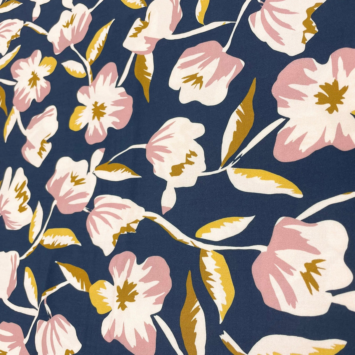 Petrol green flowers viscose – Lee Ann Textiles SG