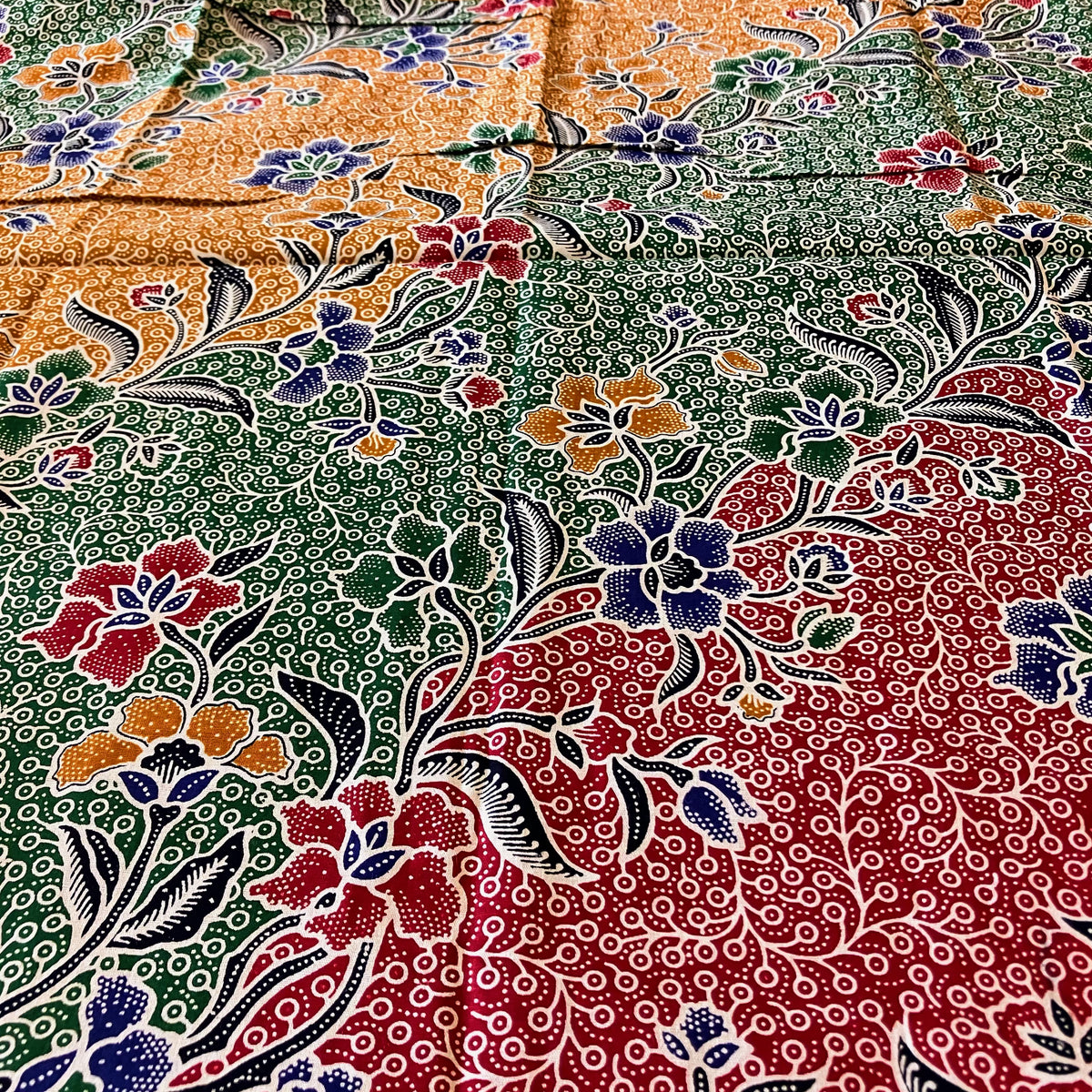 Colourful Wave of Flowers Batik 721 Green – Lee Ann Textiles SG